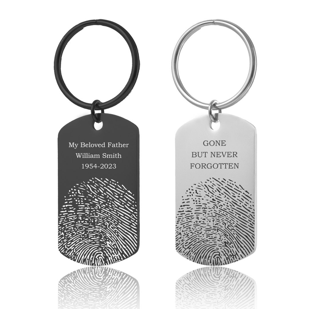Actual Fingerprint Keychain With Engraved Handwriting, Custom Memorial ...