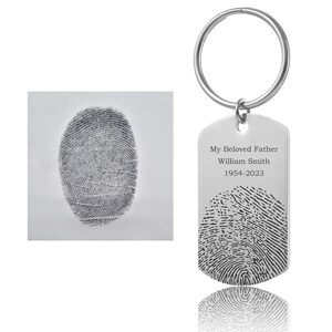 Actual Fingerprint Keychain With Engraved Handwriting, Custom Memorial ...