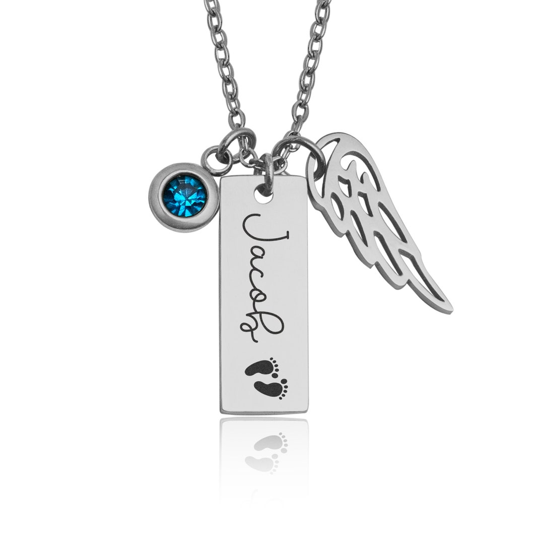 Sympathy Gift for Baby Loss, Memorial Necklace With Angel Wing and ...