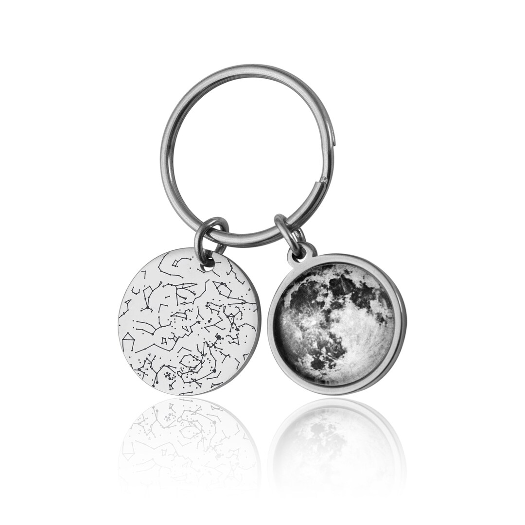 Custom Moon Phase Keychain: Personalized Star Map & Birth Moon Phase ...