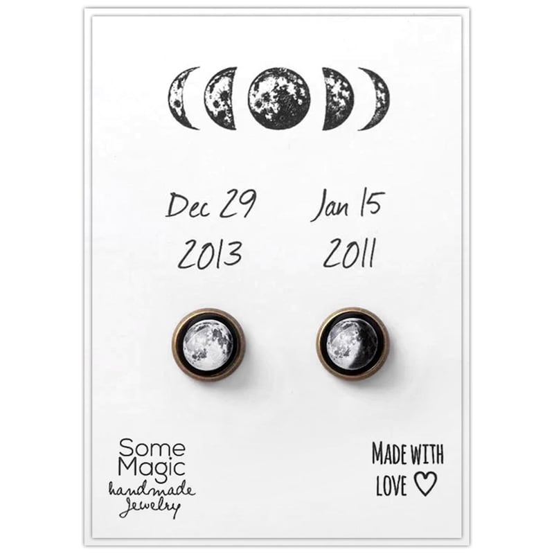 Gold Earring Charm Moon - Etsy