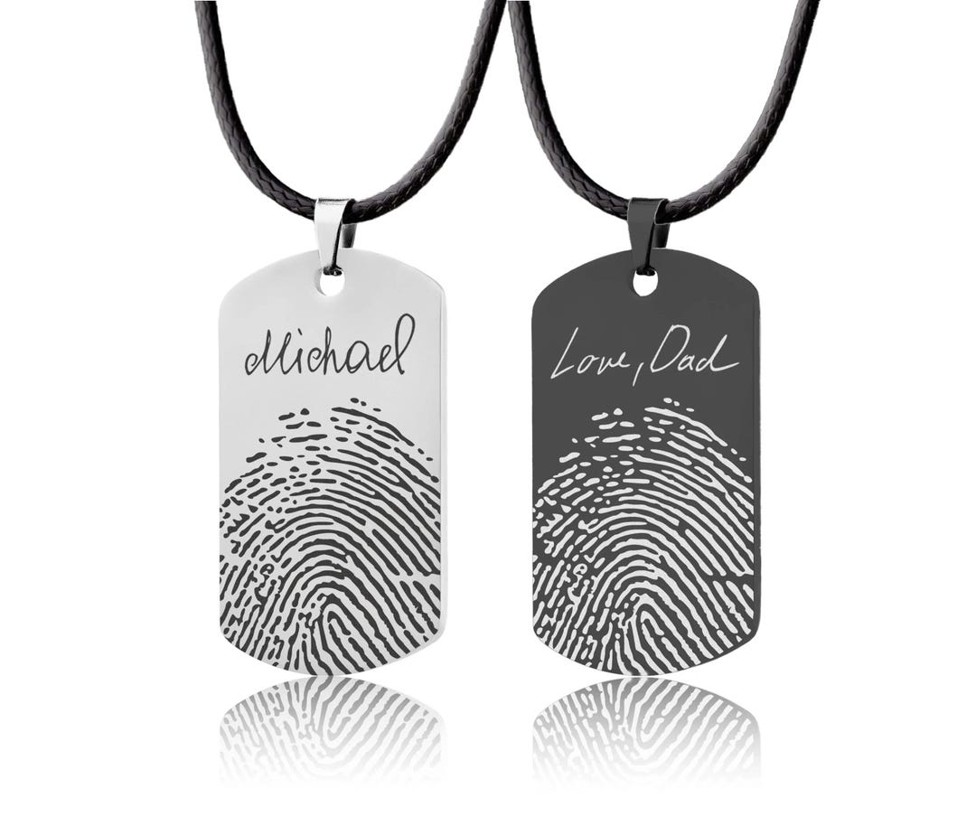 Personalized Keepsake Necklace With Fingerprint and Handwriting, Custom ...