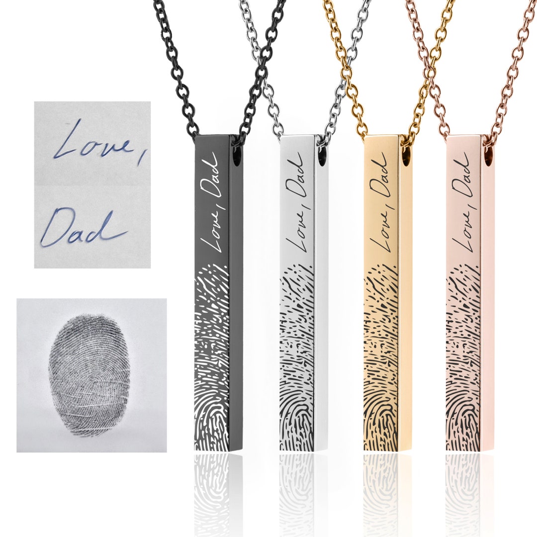 Fingerprint and Handwriting Memorial Necklace, Grief Gift, Loss of ...
