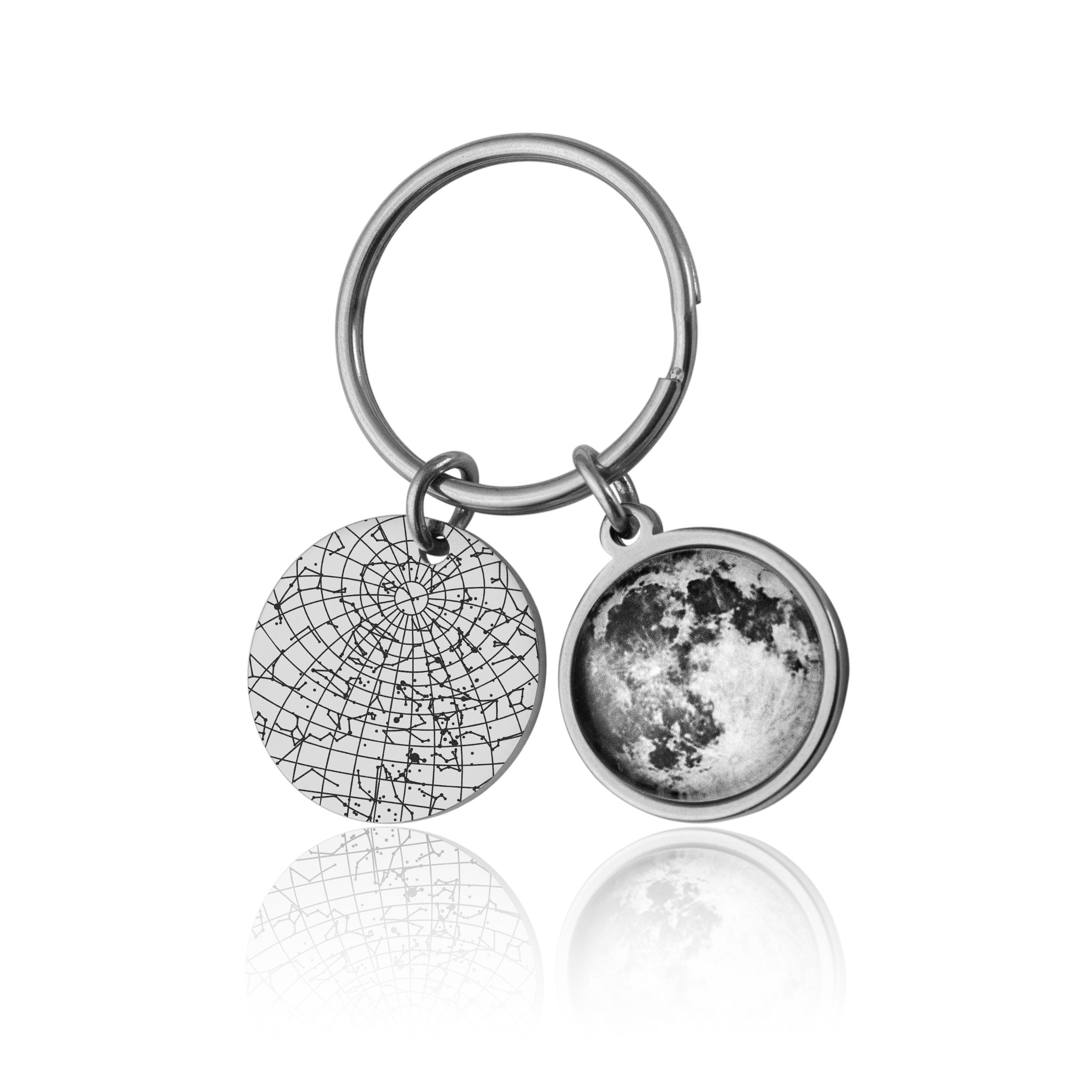 Star Map and Moon Phase Keychain, Custom Birth Moon Phase, Star Map by ...
