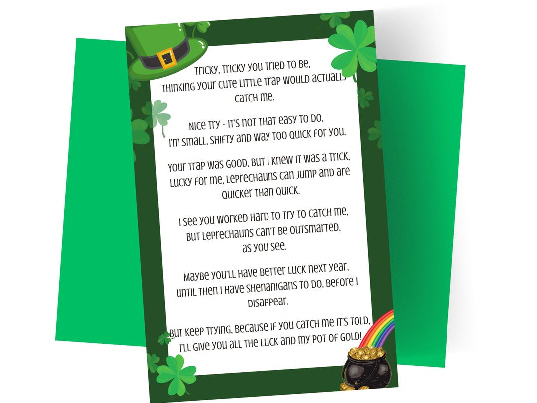 Leprechaun Note for Kids for St. Patrick's Day - Etsy