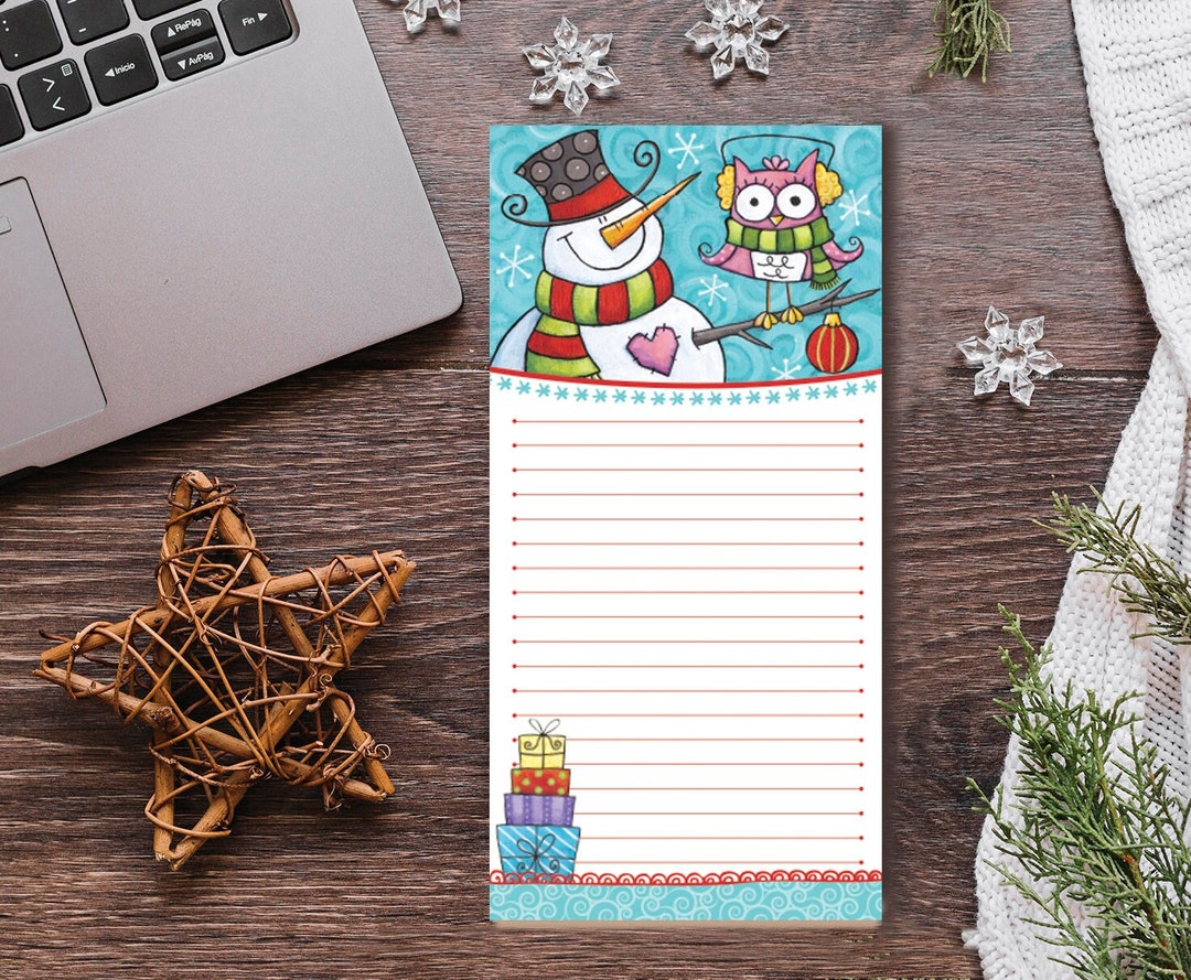 Notepad Snowman, Owl, Winter, Christmas - Etsy