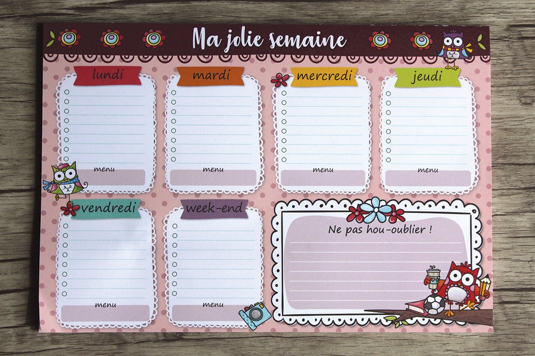 Big Notepad, My Lovely Week, Planner, Owls, Rose, Plum - Etsy