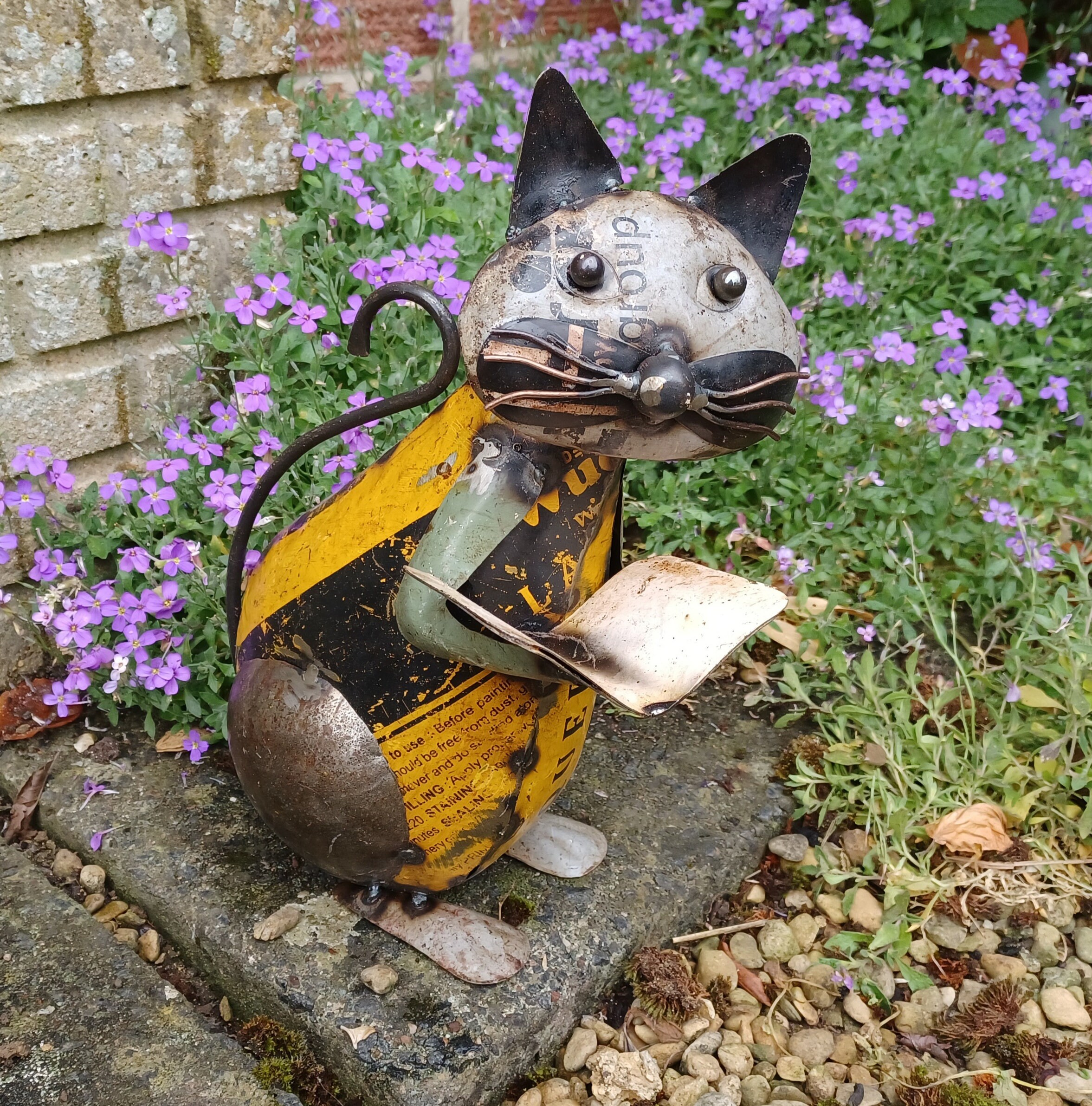 Cat Metal Sculpture, Sculpture Iron Art Spring Craft Decoration, Modern ...