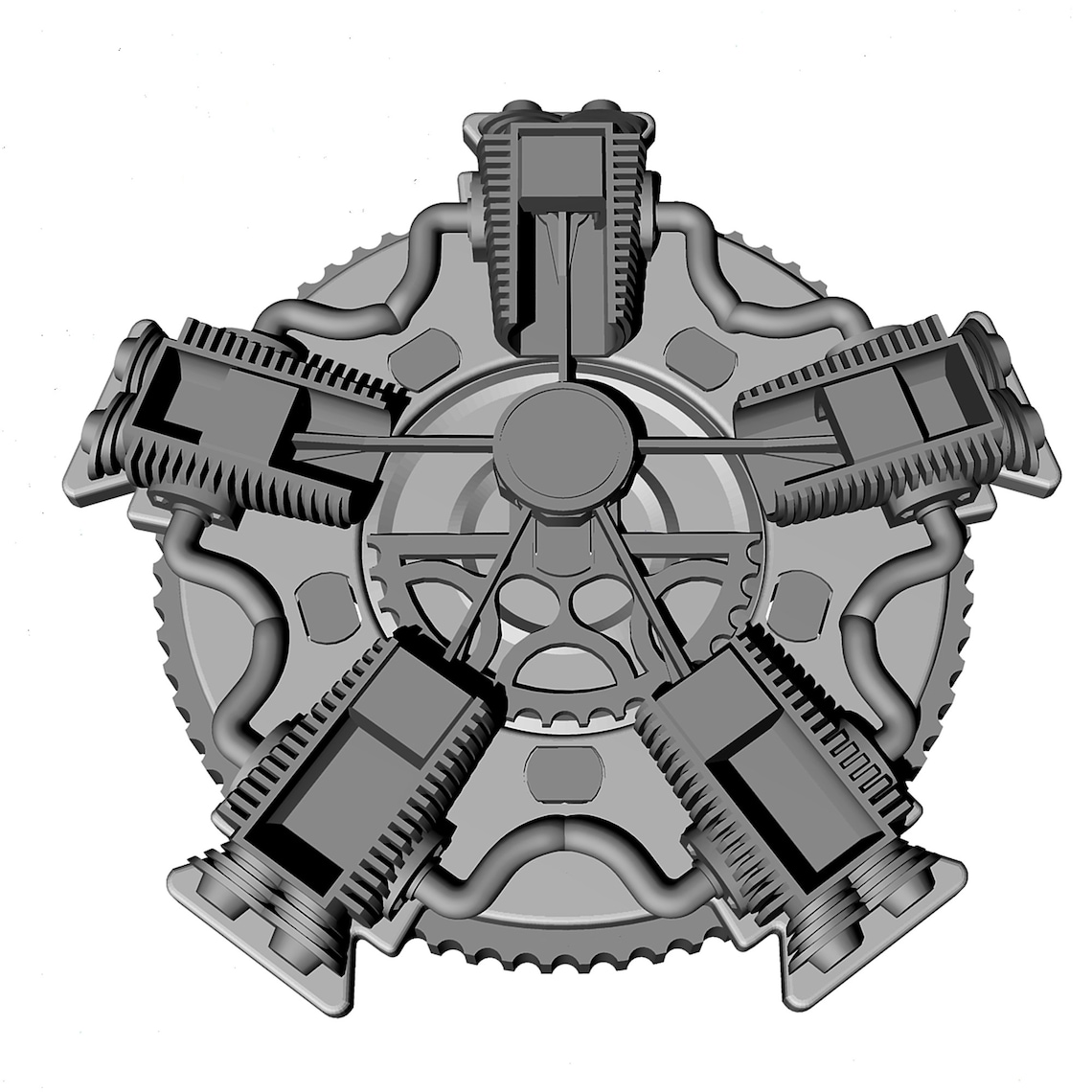 Working Radial Engine Fidget Planetary Gears 3D Printing Digital Files ...