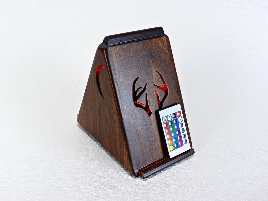 Wooden Book Holder, Dark Walnut and Exotic Black Palm, LED Color ...
