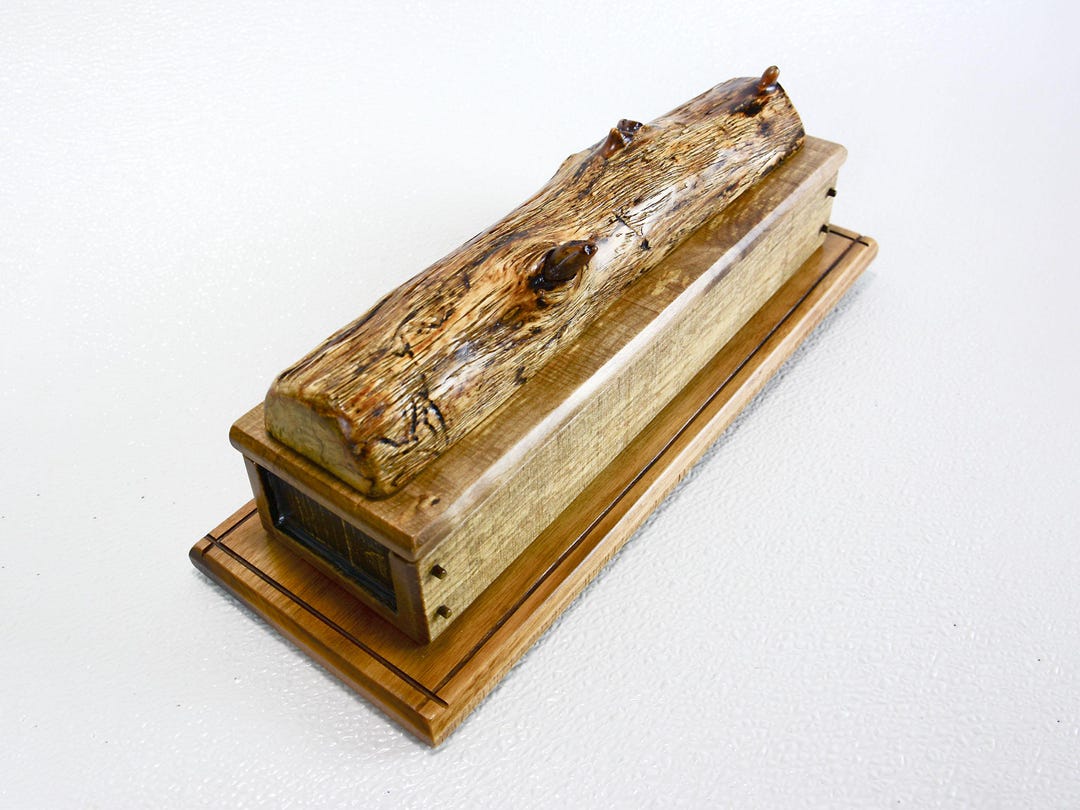 Handmade Ash Log Keepsake Box: Wooden Jewelry Box With Maple & Walnut ...