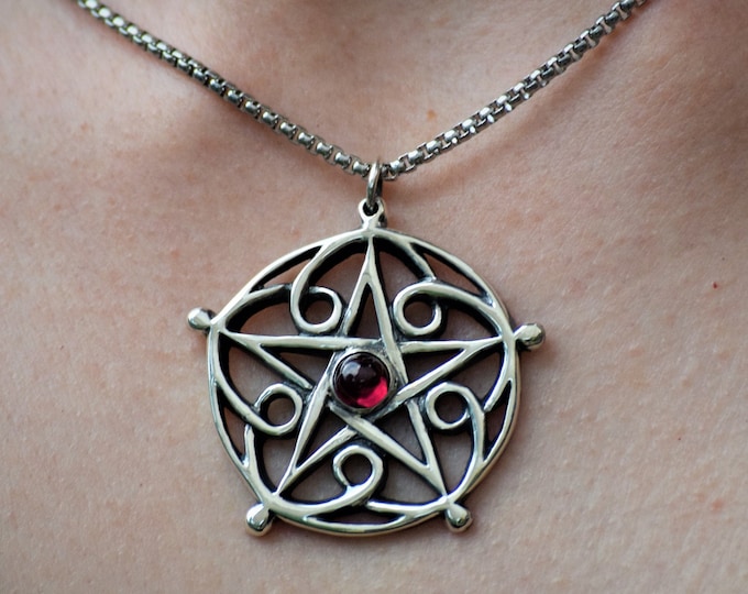 Handmade Sterling Silver Pentacle With Bezel Set 6mm Lapis, Moonstone ...