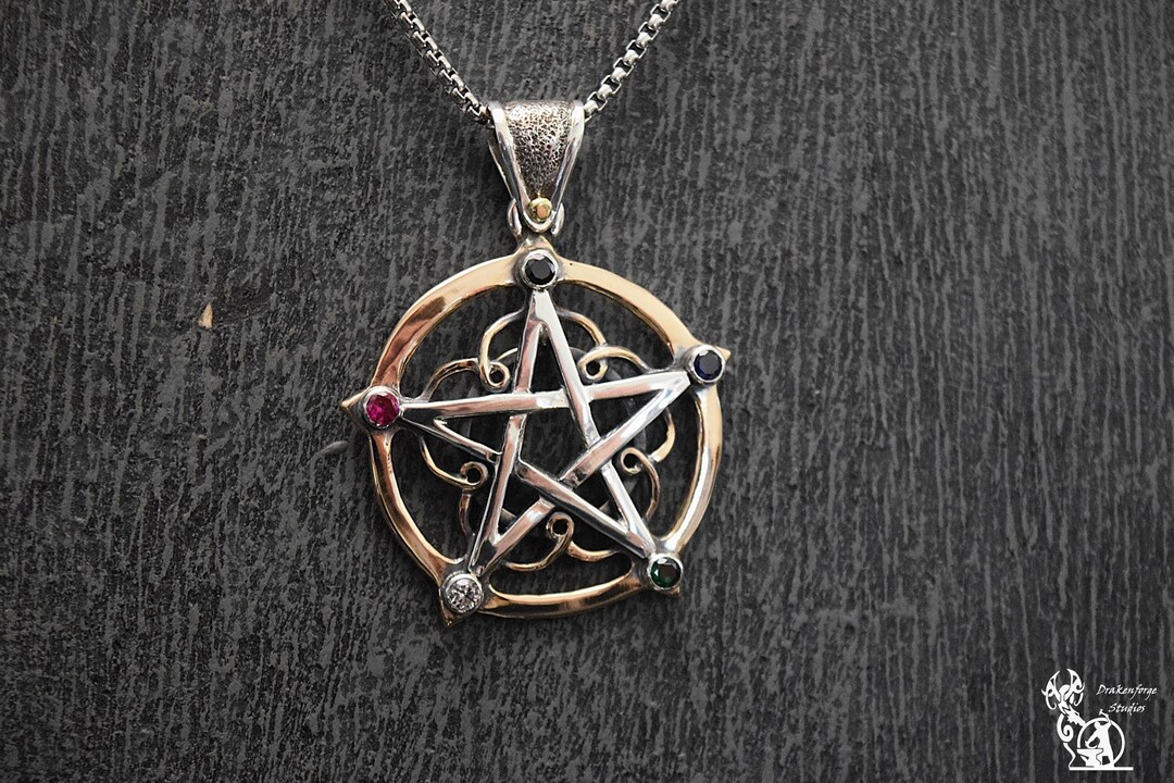 Handmade Flower of Venus Pentacle in Sterling Silver or Bronze W ...