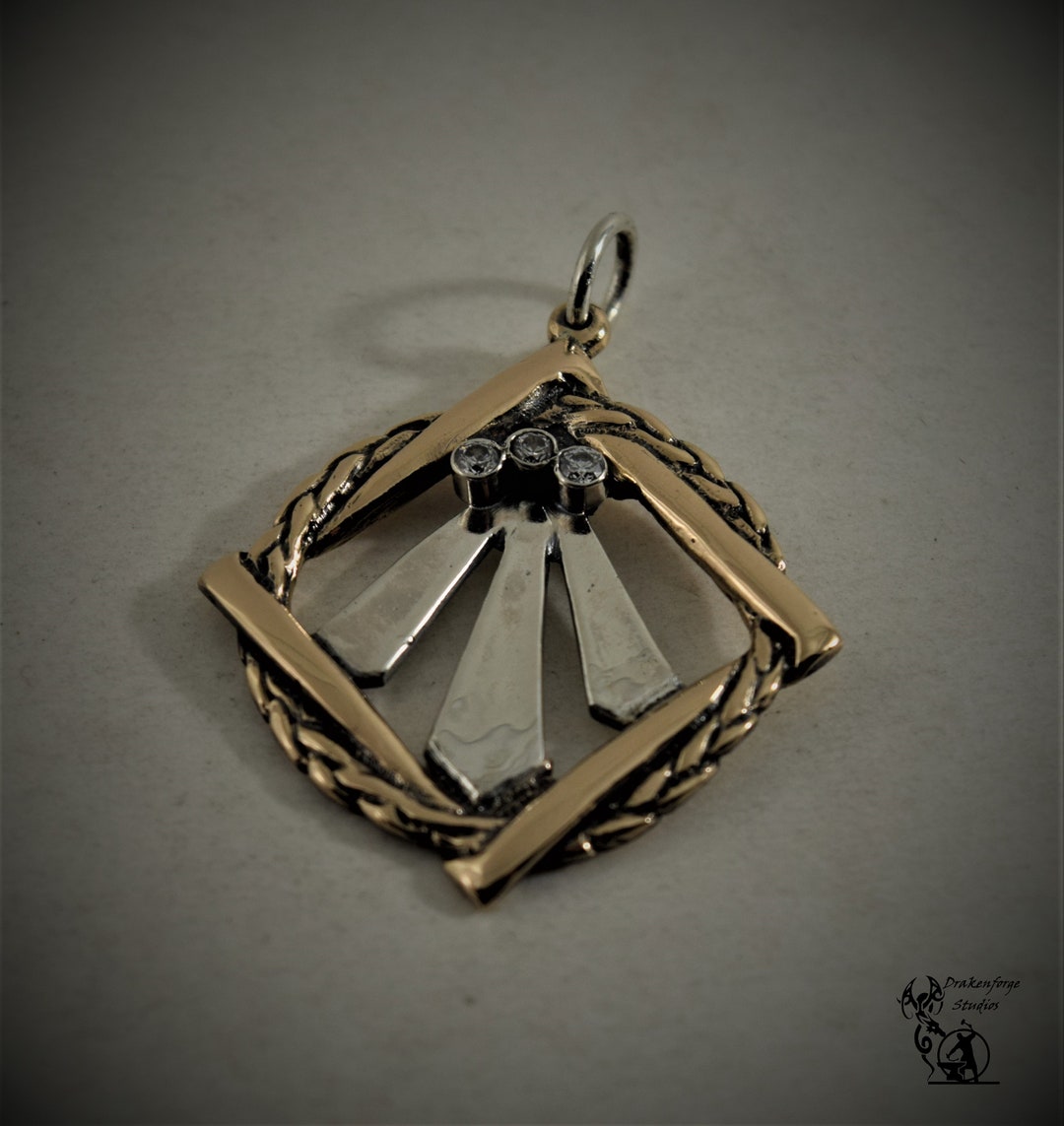 Handmade Bardic Awen Symbol Talisman Pendant With Stones in Sterling ...