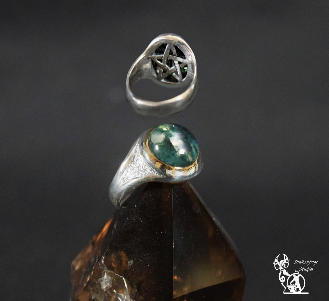 Handmade Recessed Hidden Pentacle Ring in Sterling Silver With 10mm ...