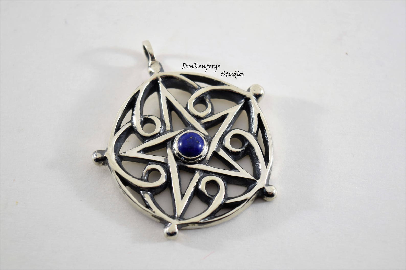 Handmade Sterling Silver Pentacle With Bezel Set 6mm Lapis - Etsy