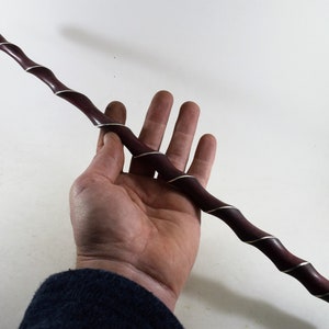 Hand Carved Spiral Wand With Metal Inlay and Quartz Crystal With ...