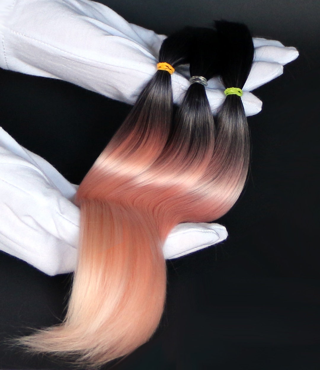 Doll Hair Suri Alpaca Cria, Black/salmon Ombre, Fiber for Bjd Doll ...