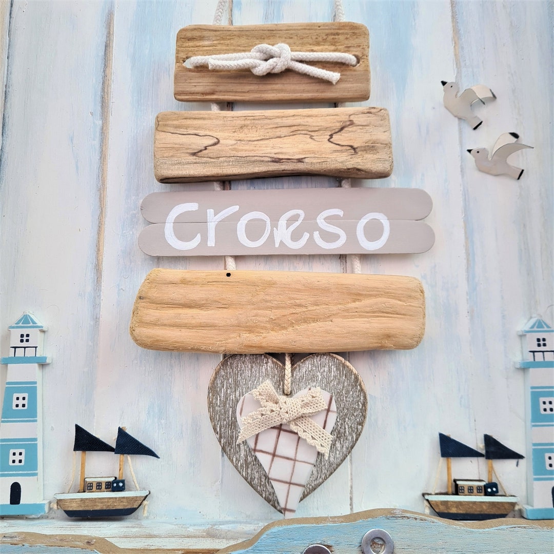 Driftwood Welsh CROESO Shabby Chic Door Sign Handmade Seaside - Etsy