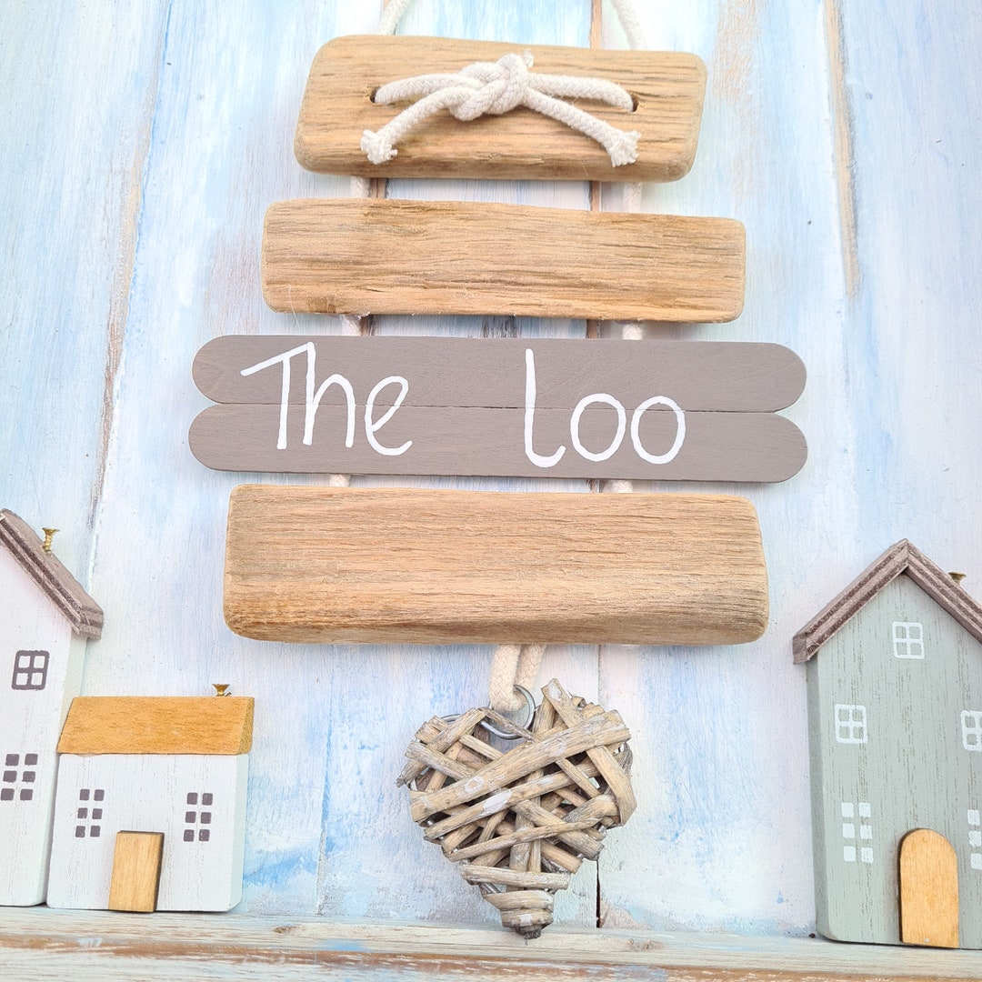The LOO Driftwood Door Sign Personalised Wall Plaque Bathroom Sign ...