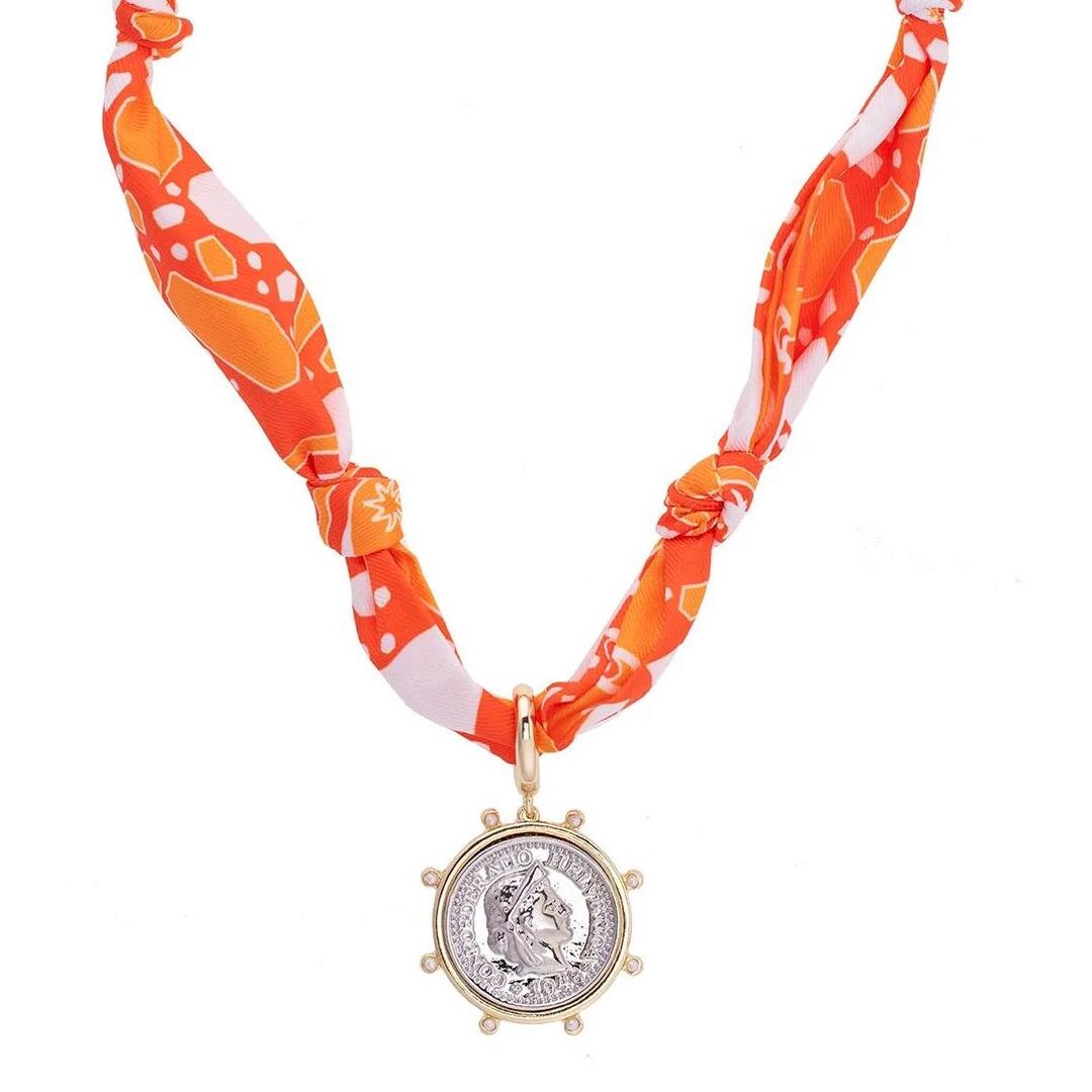 Lydia Studded Coin Scarf Necklace-necklace-scarf Necklace-coin Scarf ...