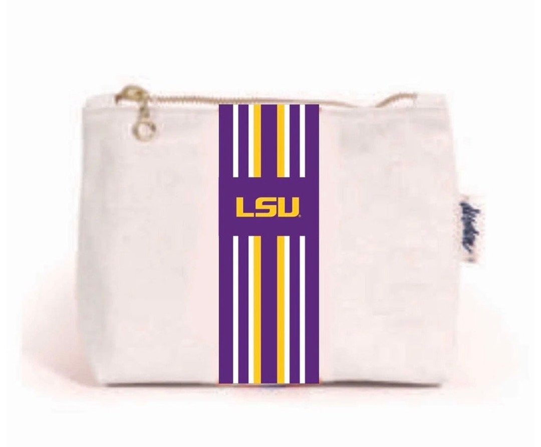 LSU Canvas Pouch-collegiate Pouch-make-up Bag-tigers Make-up Bag-lsu ...