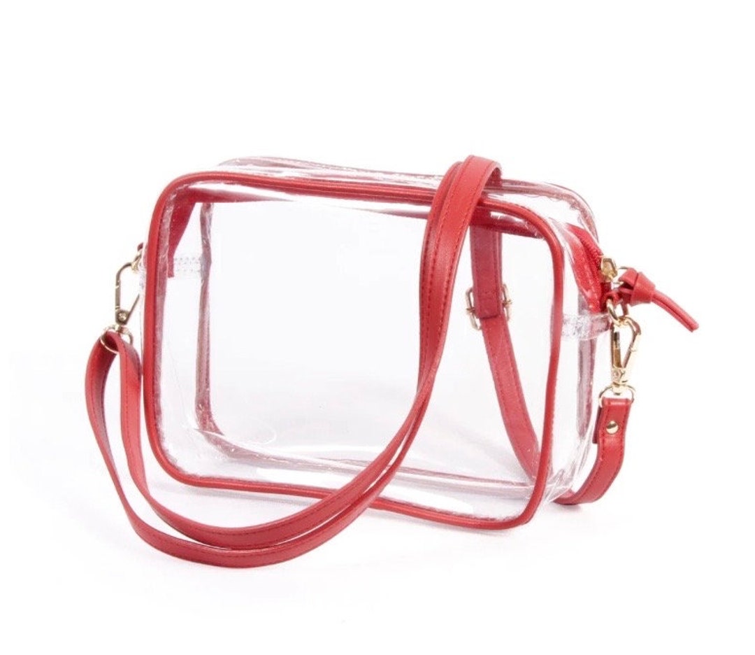 Red Stadium Clear Crossbody Purse: Vegan Leather, Game Day Approved ...