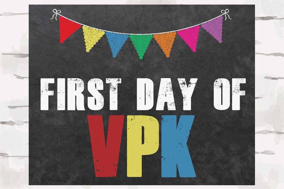 First Day of VPK chalkboard school sign instant download | Etsy