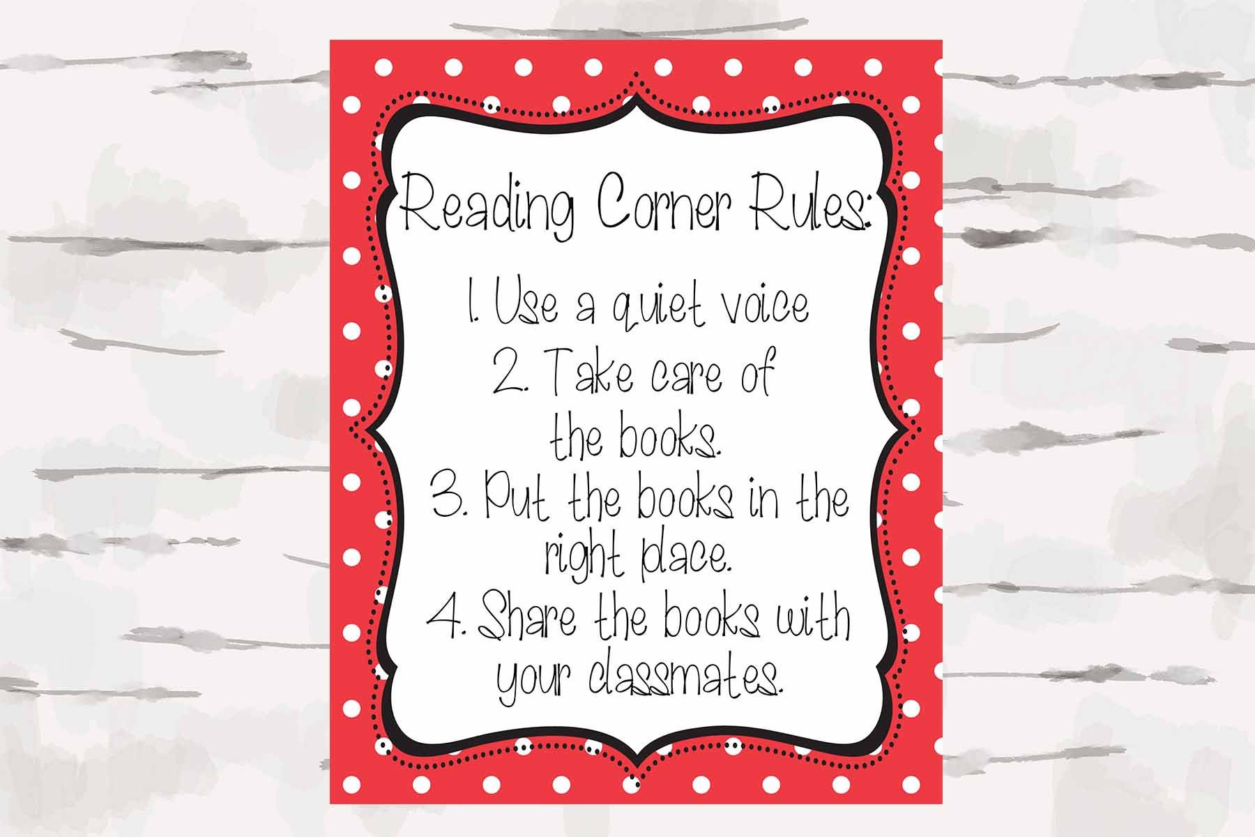 Reading Corner Rules Polka Dot Theme Classroom Decor | Etsy