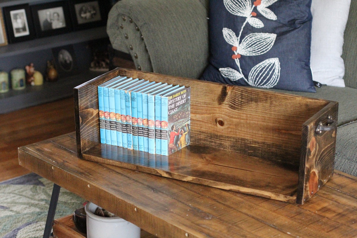 Extra Large Bookshelf Box Rustic Iron Handles / Desktop Book - Etsy