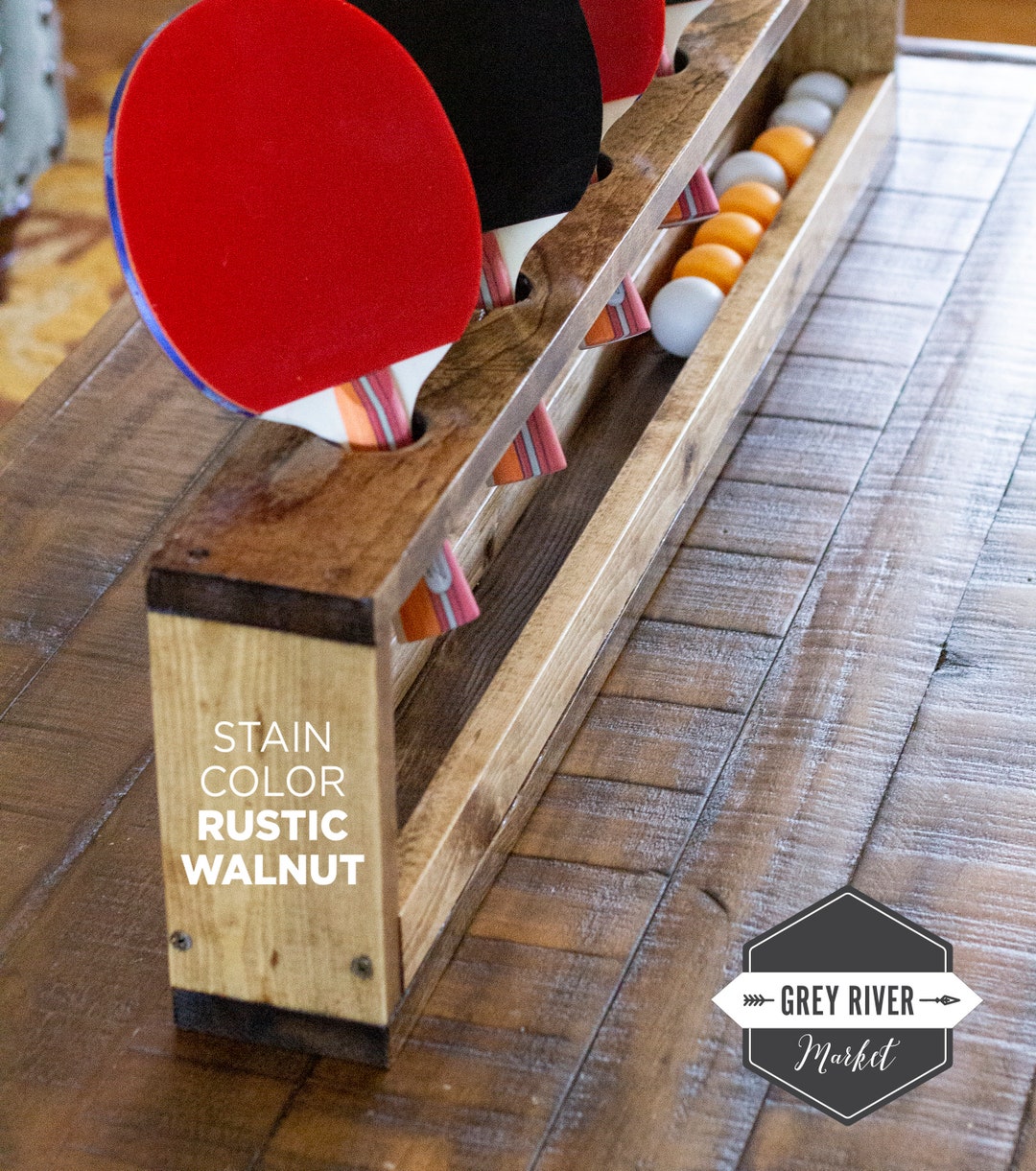 Tabletop Ping Pong Paddle Holder: White Pine, 4-paddle & Ball Storage ...