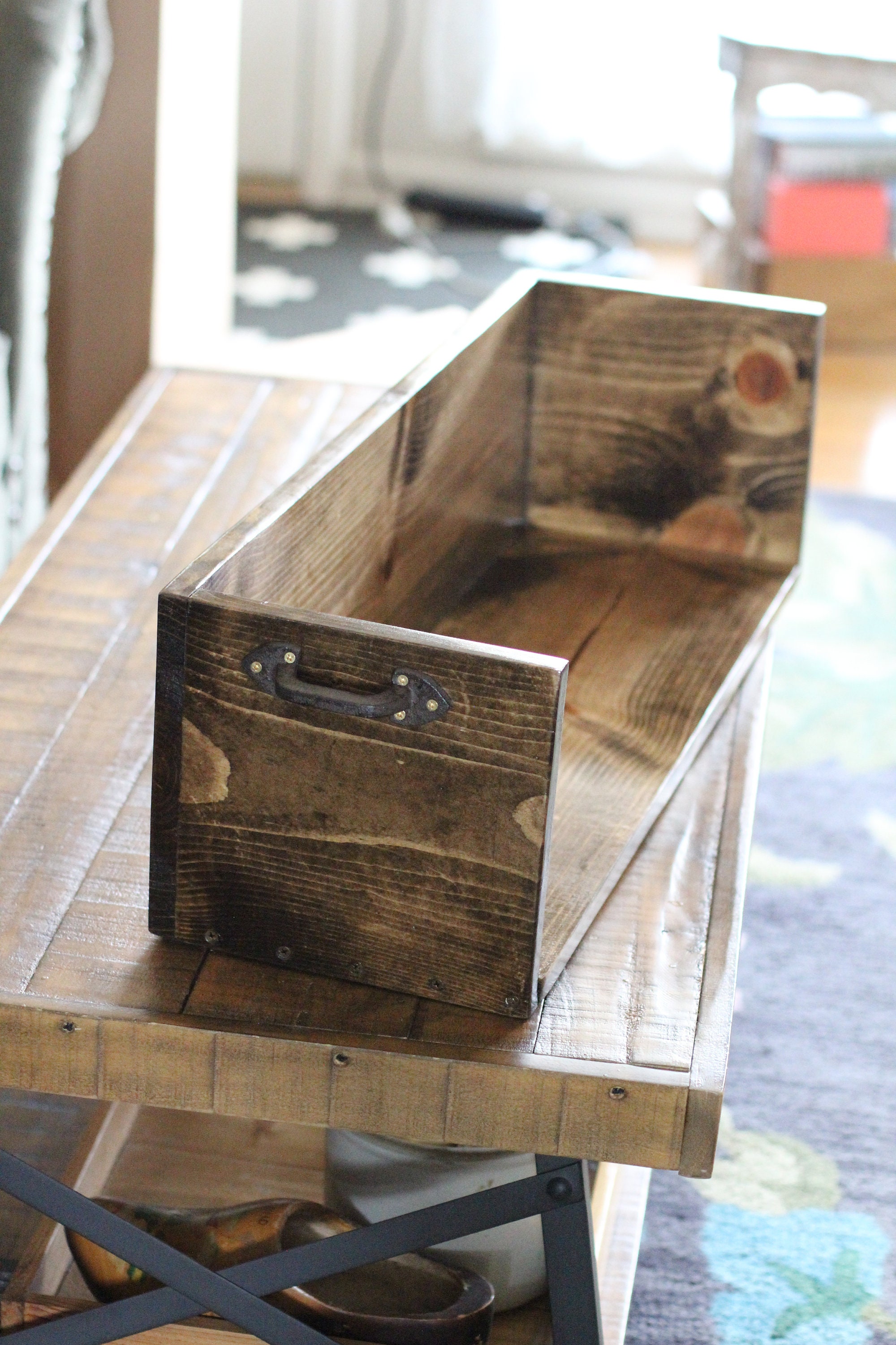 Extra Large Bookshelf Box Rustic Iron Handles / Desktop Book - Etsy