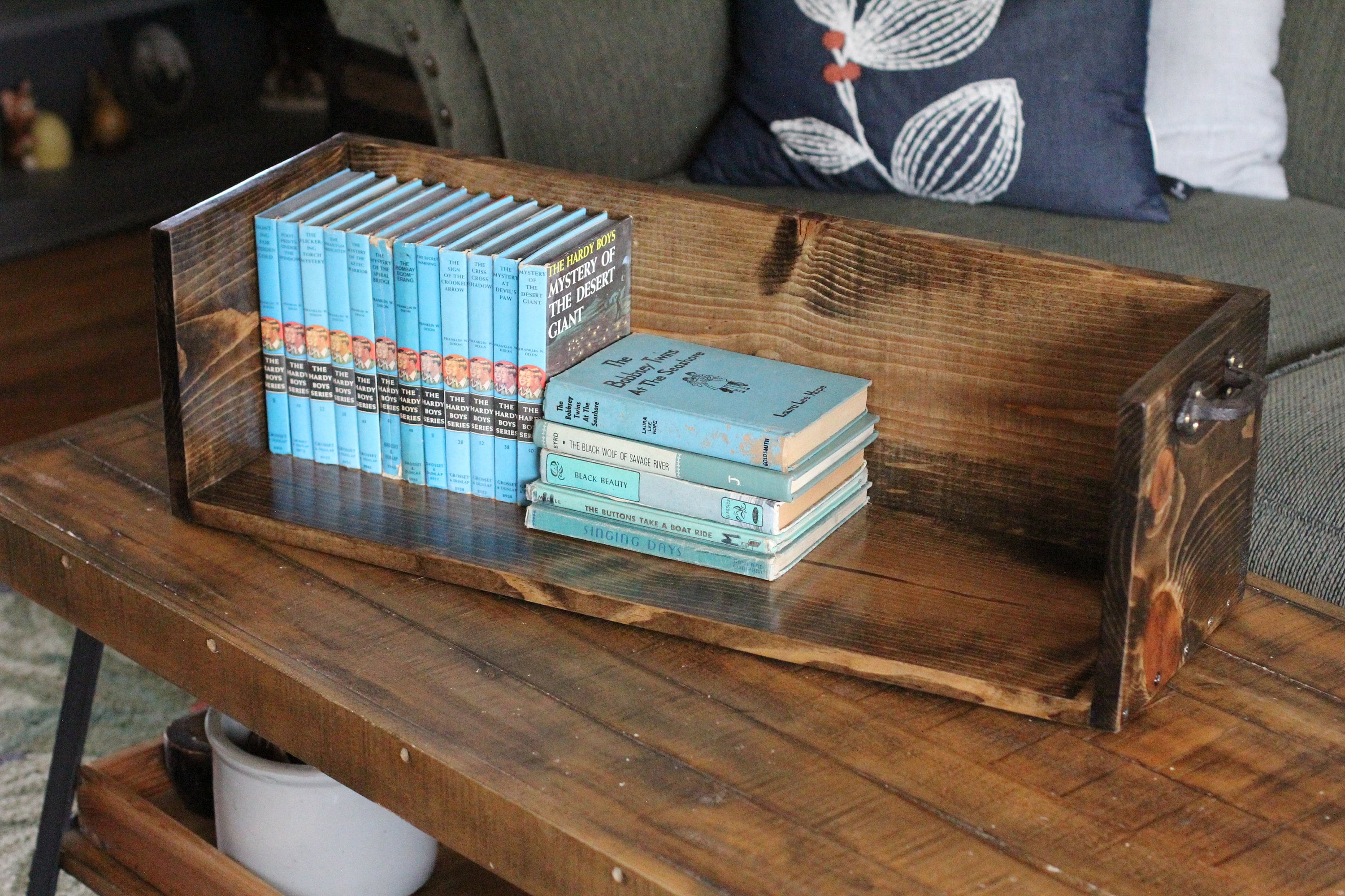 Extra Large Bookshelf Box + Rustic Iron Handles / Desktop Book Shelf ...