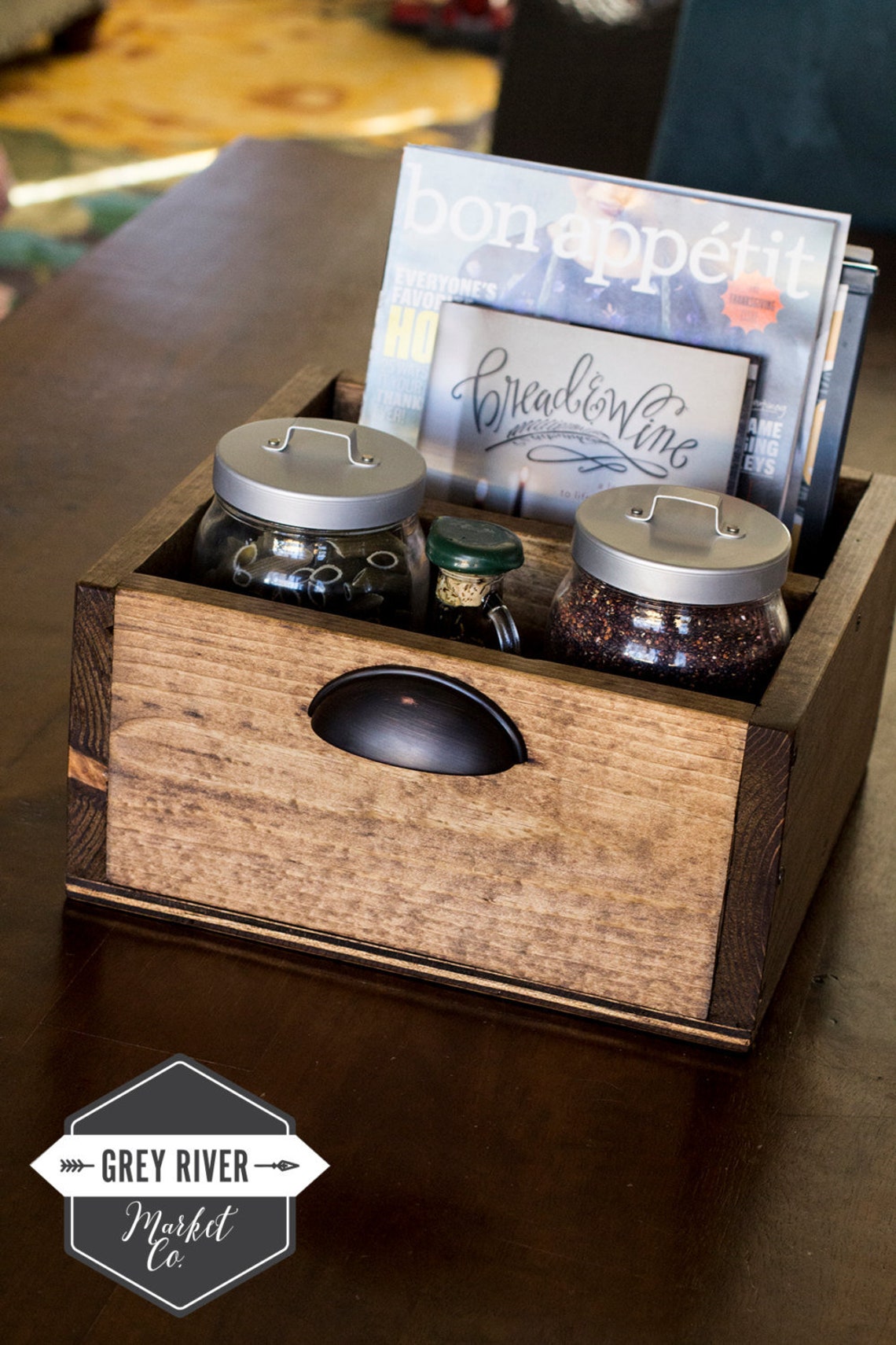 Wooden Crate With Oil Rubbed Bronze Handles/wooden Utensil - Etsy