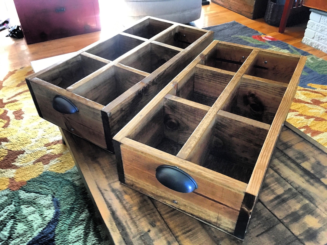 24" Organizer Box With 6 Compartments / Wood Organizer Box With Oil ...