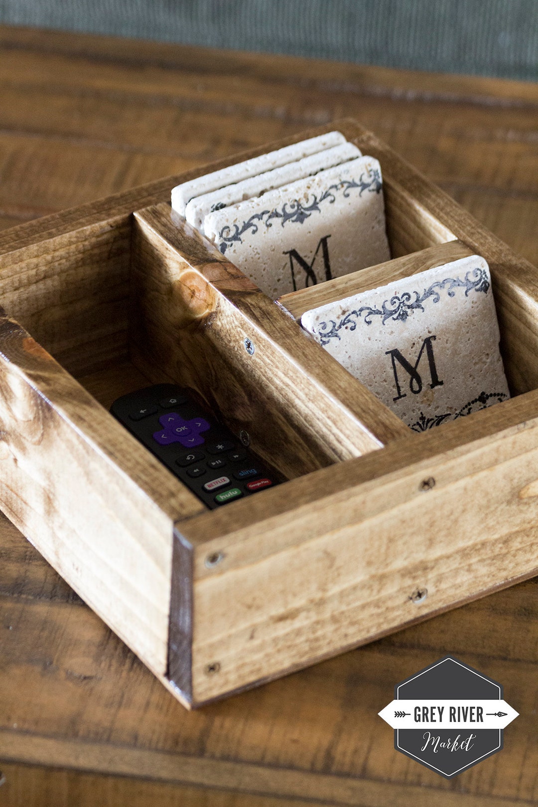 Small Remote Control Caddy / Remote Control + Coaster Storage / Remote ...