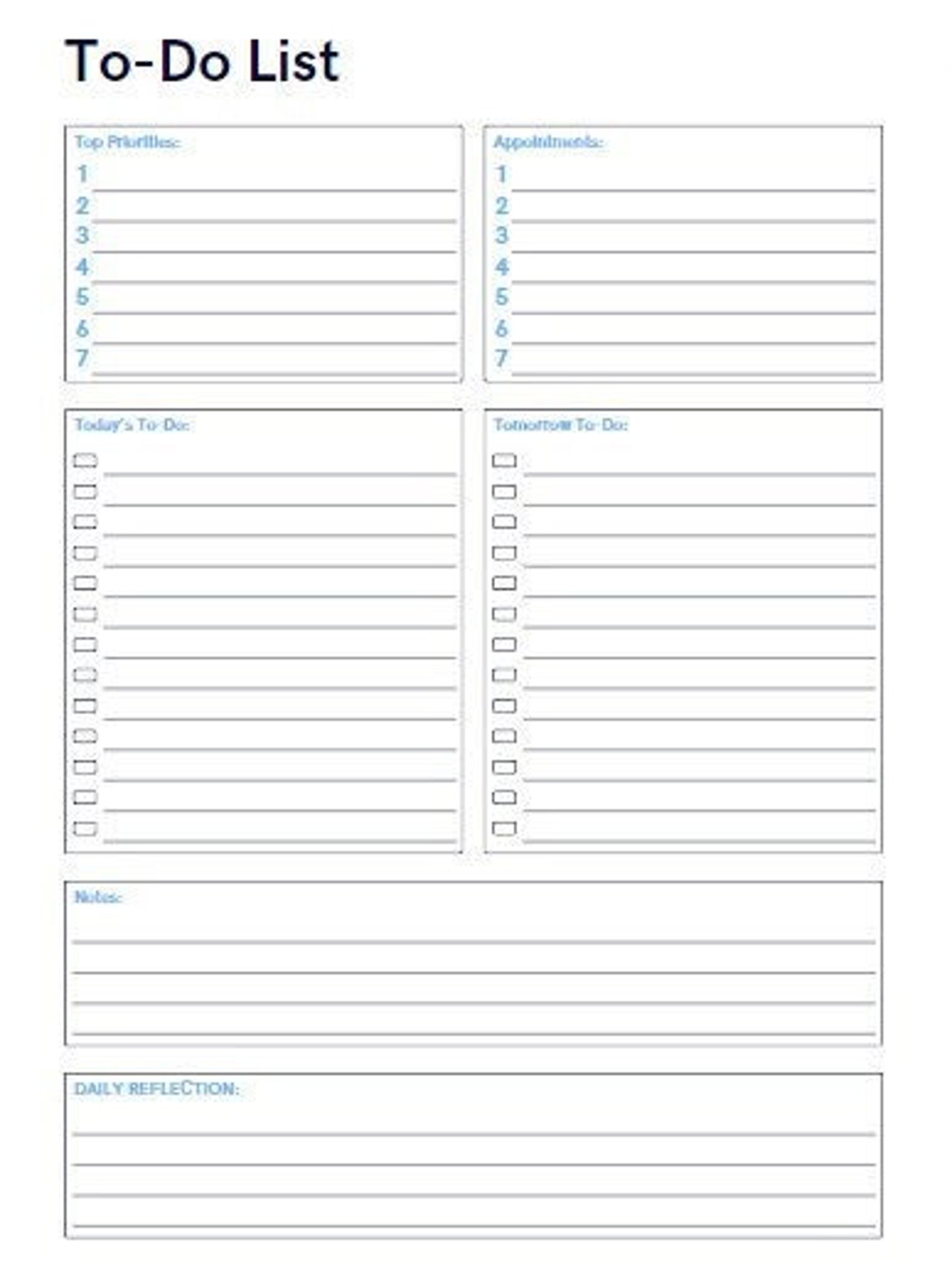 Simple Daily Checklist Digital Download, Printable, to Do List ...