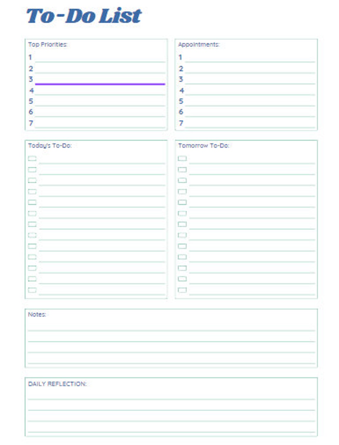 Simple Daily Checklist Digital Download, Printable, to Do List ...