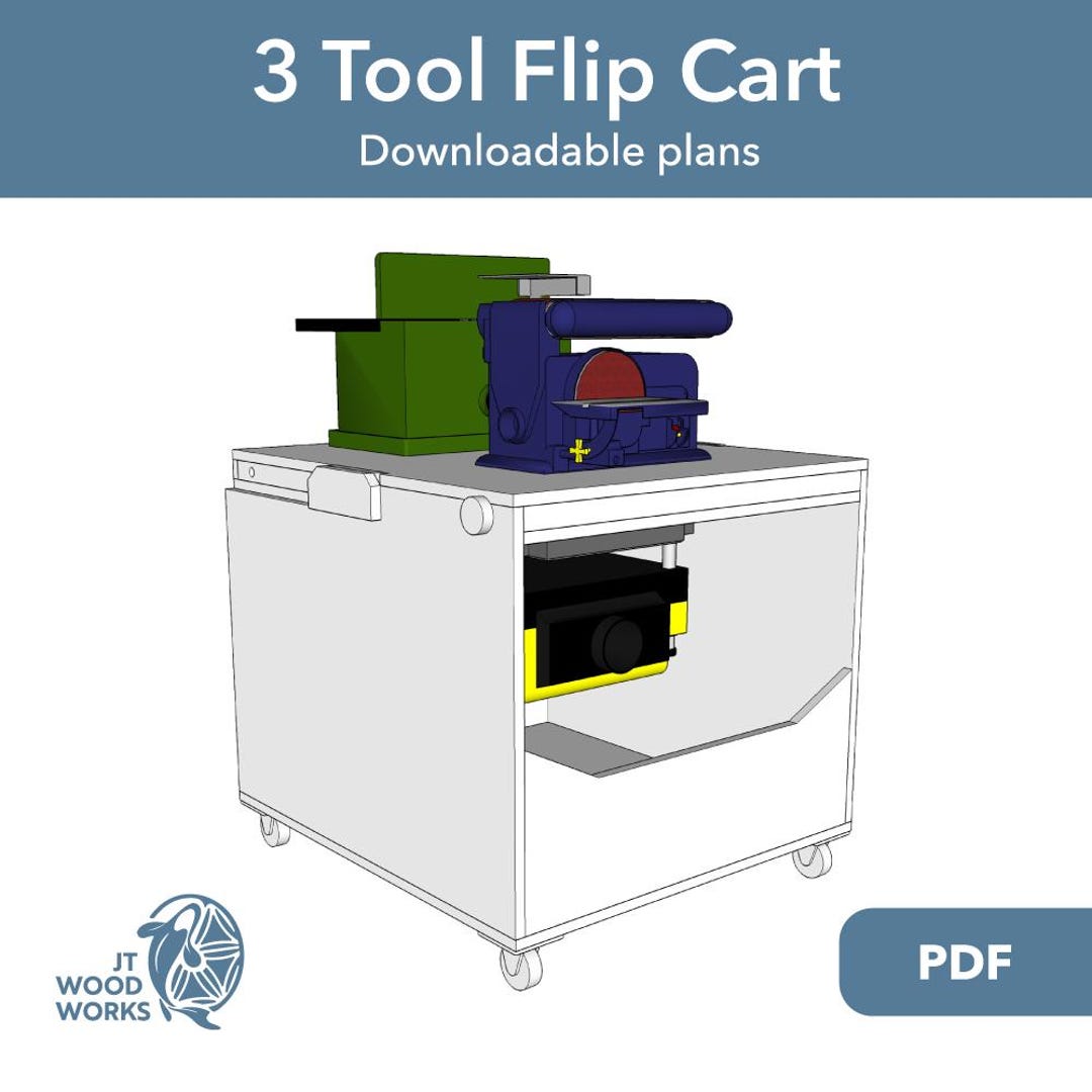 Woodworking Plans - 3 Tool Flip Cart for Your Shop by JT Woodworks - Etsy
