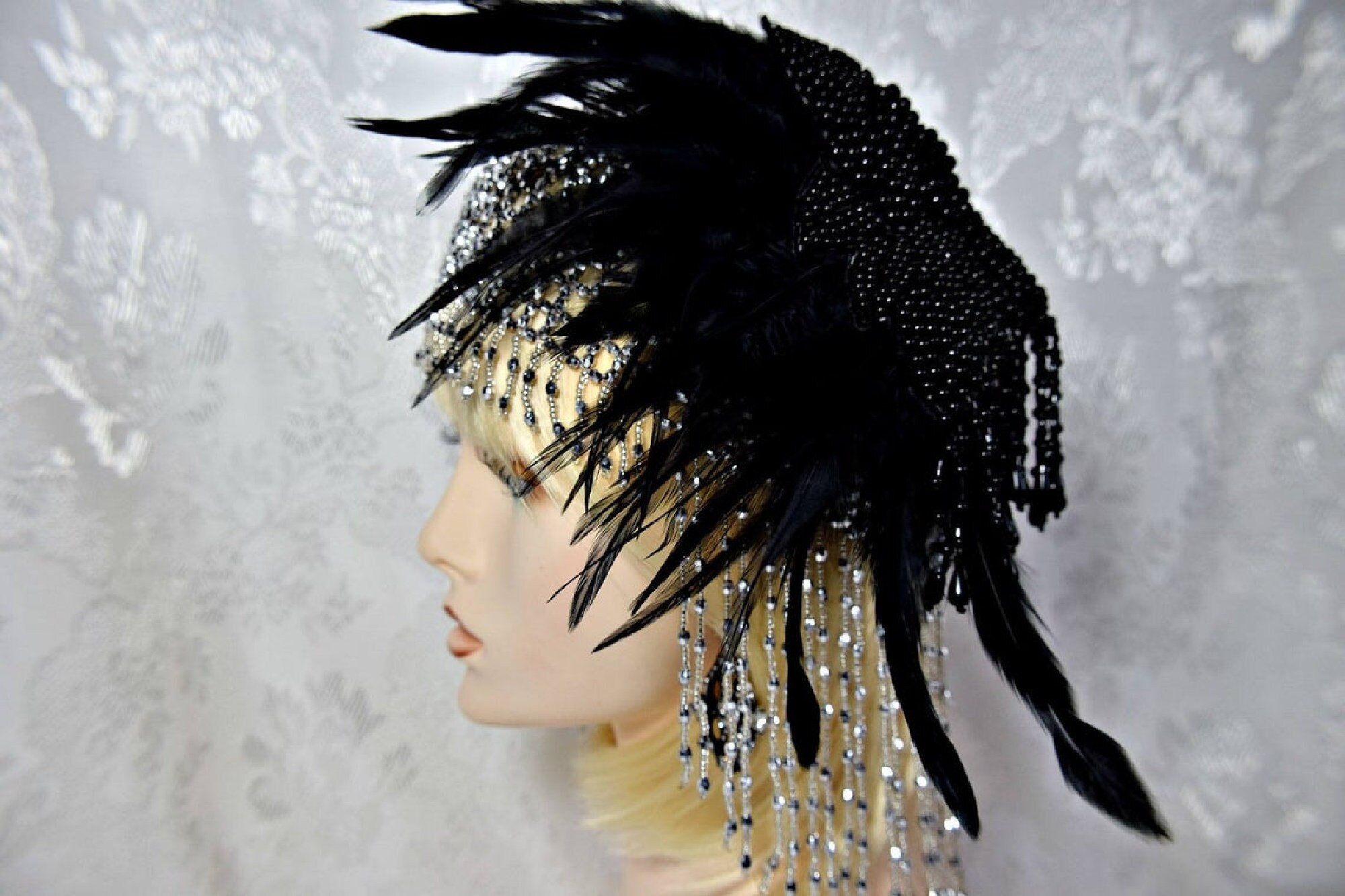 4PIECE Gatsby tocado Burlesque Flapper 1920s Roaring 20s | Etsy