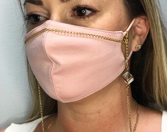 2-in-1 Beautiful Gold Chain Necklace and Mask Holder, Mask Necklace ...