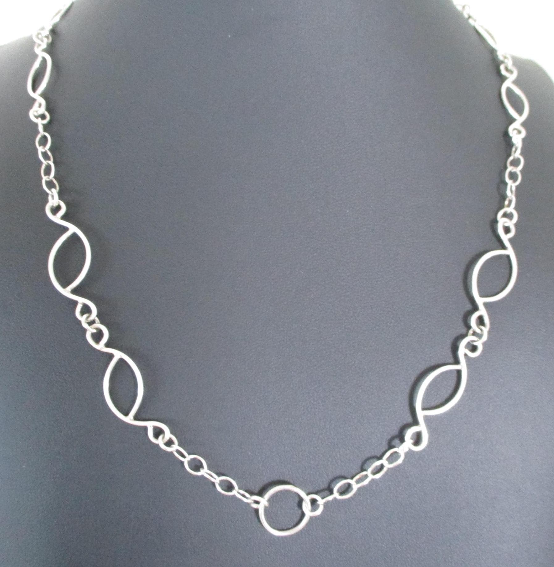 Medium Weight Chain Link Statement Necklace 1/2 Inch Wide Links Handmade Sterling Silver 21 ...