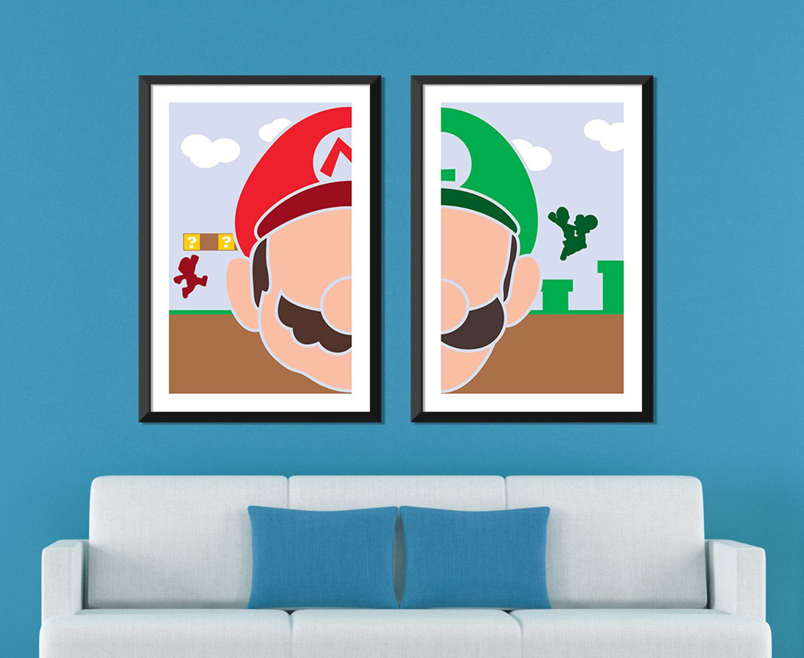 Super Mario Minimalist: Mario & Luigi Set | Etsy