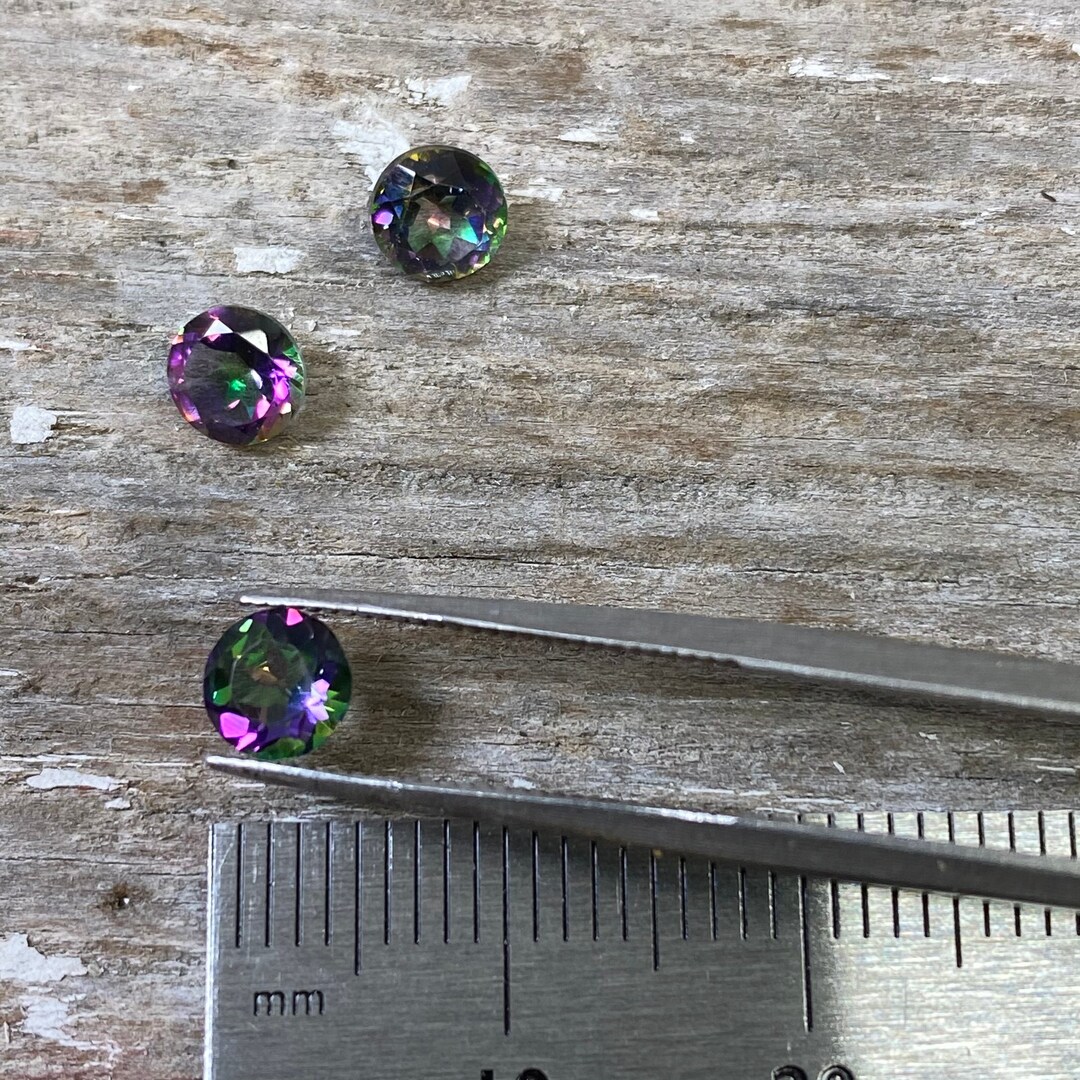 Mystic Green, One 5mm Faceted Green/violet Topaz Semiprecious Gemstone ...