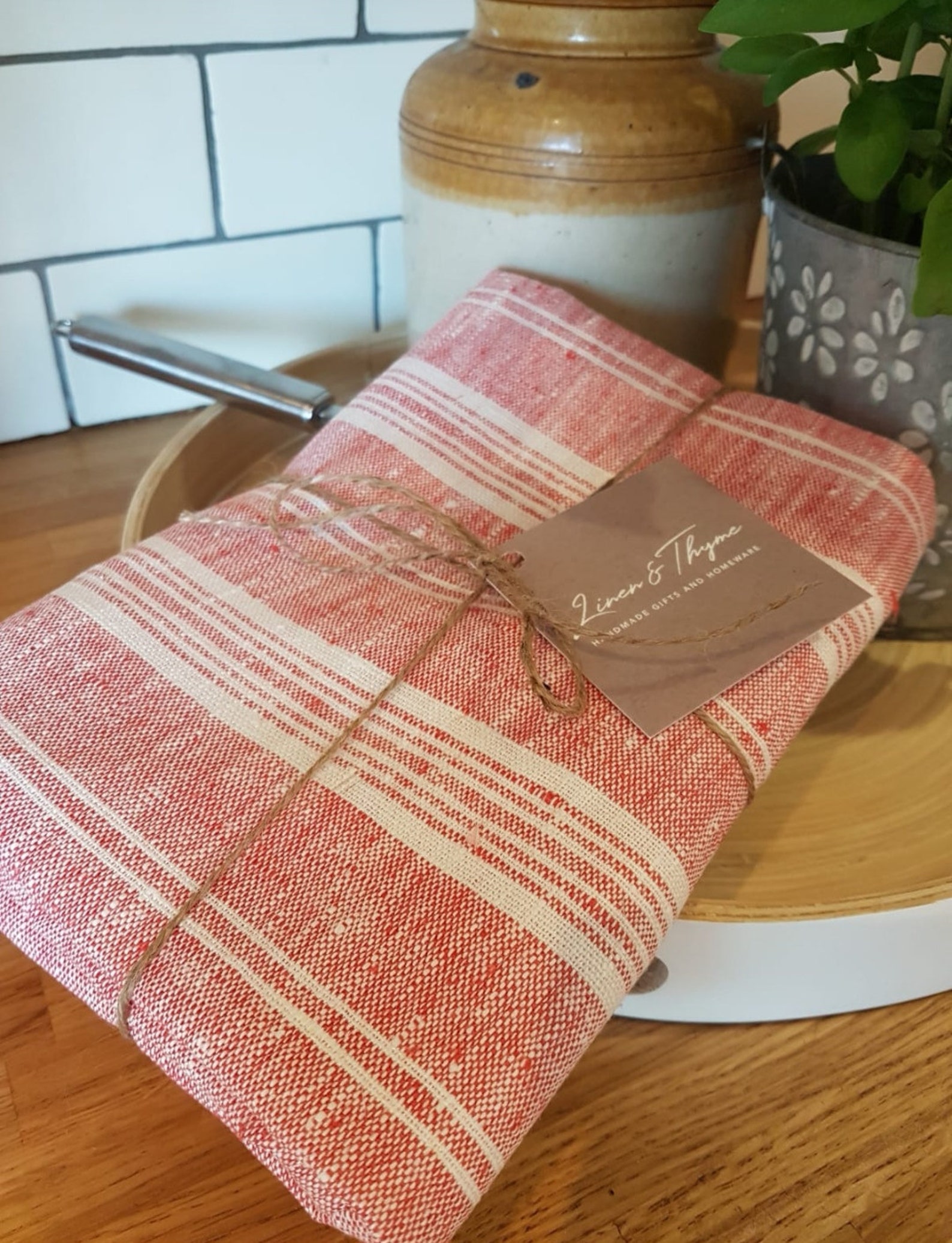 Pair of Soft Red Multi-stripe Linen Tea Towels - Etsy UK