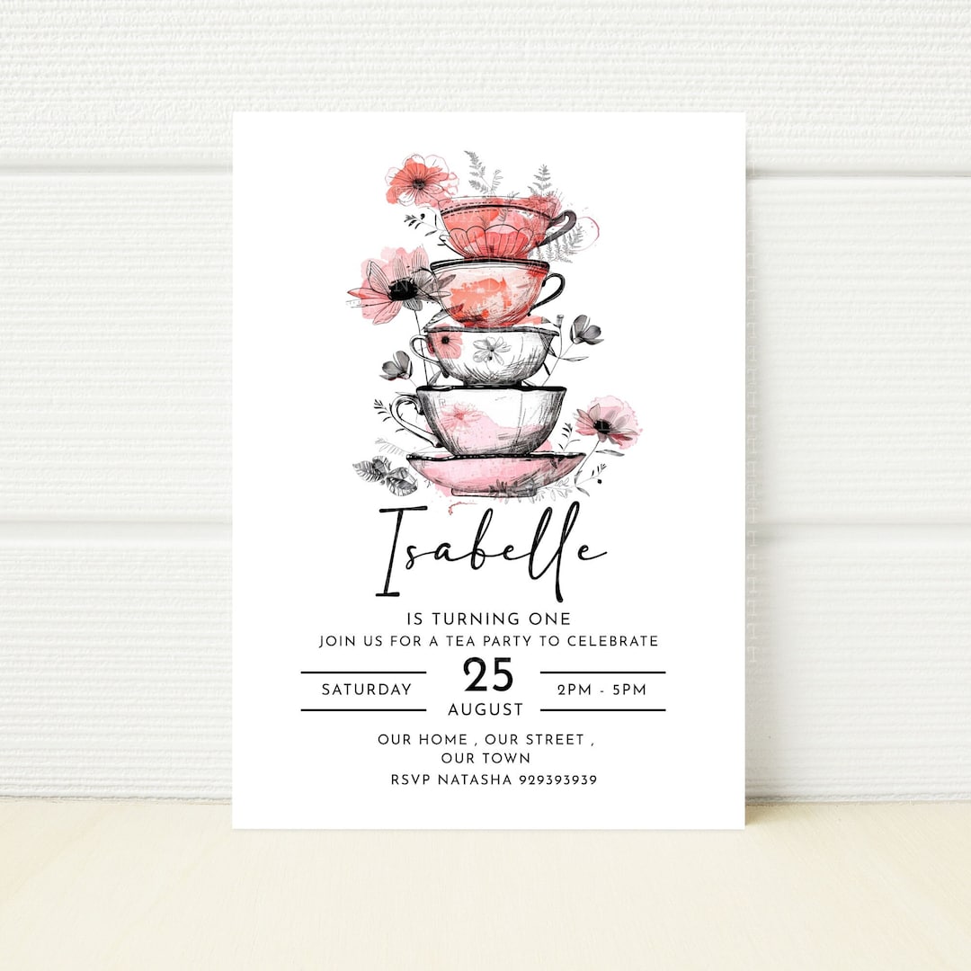 50th Birthday Afternoon Tea Invitation Tea Party 40 60 70 80 Editable ...