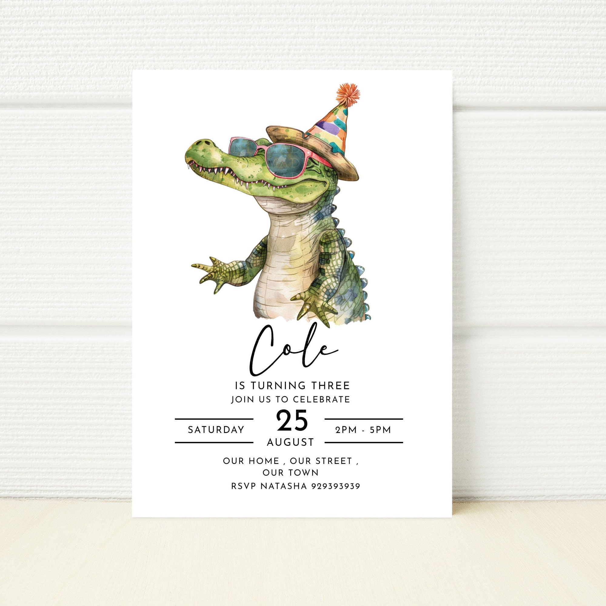 Editable Alligator Birthday Party Woodland Invite Wild Phone Digital E ...