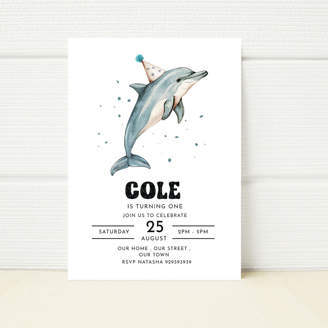 Dolphin Birthday Party Invitation Editable Invite Under the Sea Digital ...