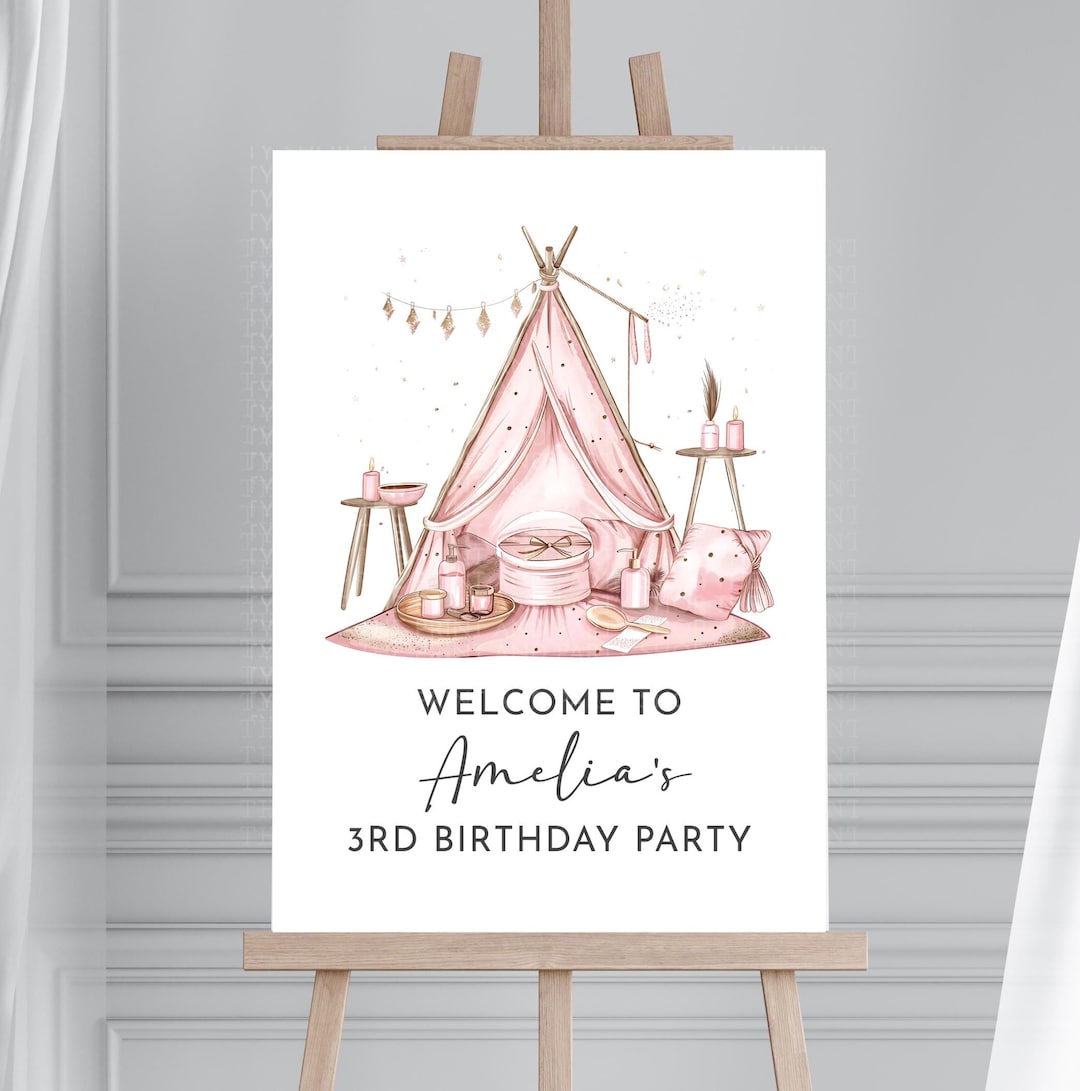 Teepee Sleepover Welcome Sign, Teen Birthday Party (digital Template ...