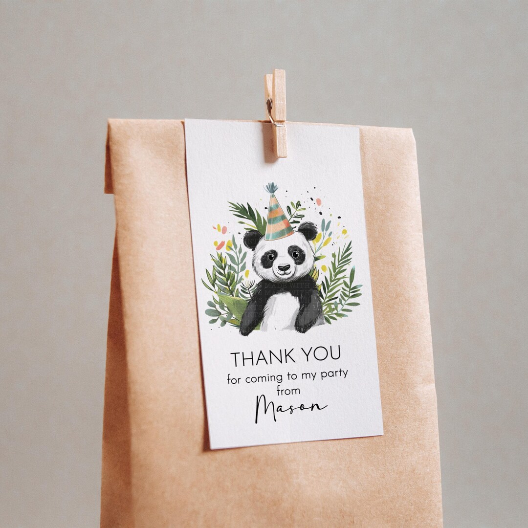Panda Birthday Party Thank You for Coming Gift Tags Favour Tags Favor ...